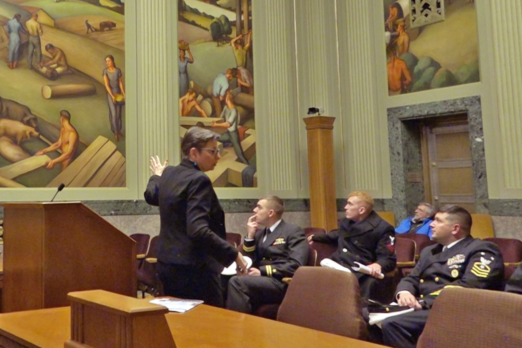 Crew of USS Columbus Sails through Namesake City